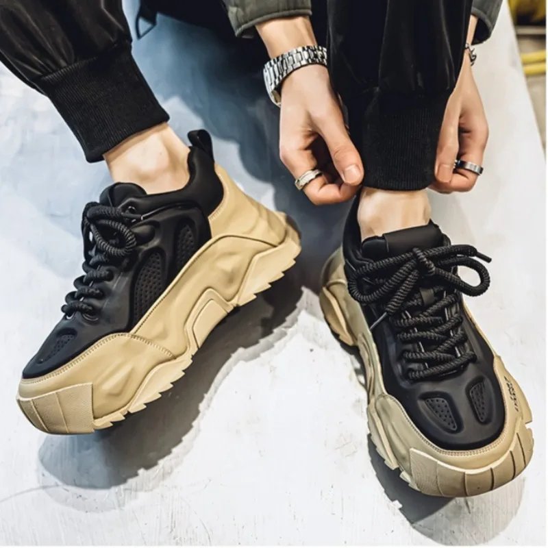 High Quality Men Shoes Fad Casual Platform Sneaker Thick Sole Leather ...