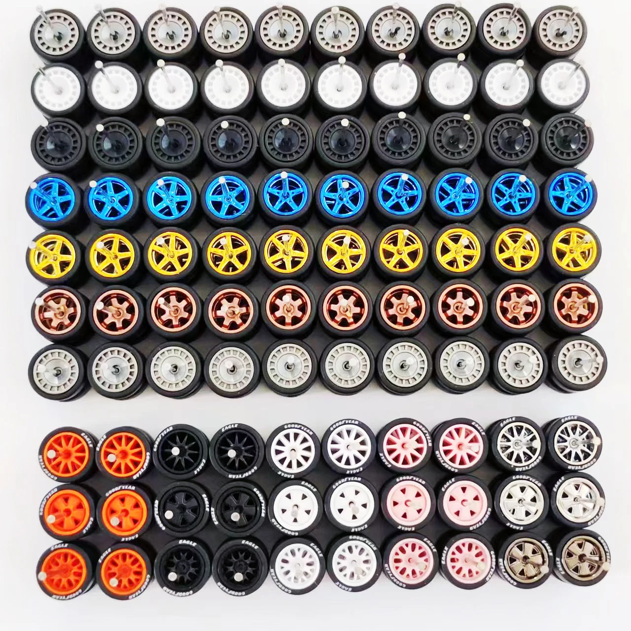50sets-1-64-Wheels-Pack-with-Rubber-Tires-Axles-for-1-64-Matchbox ...