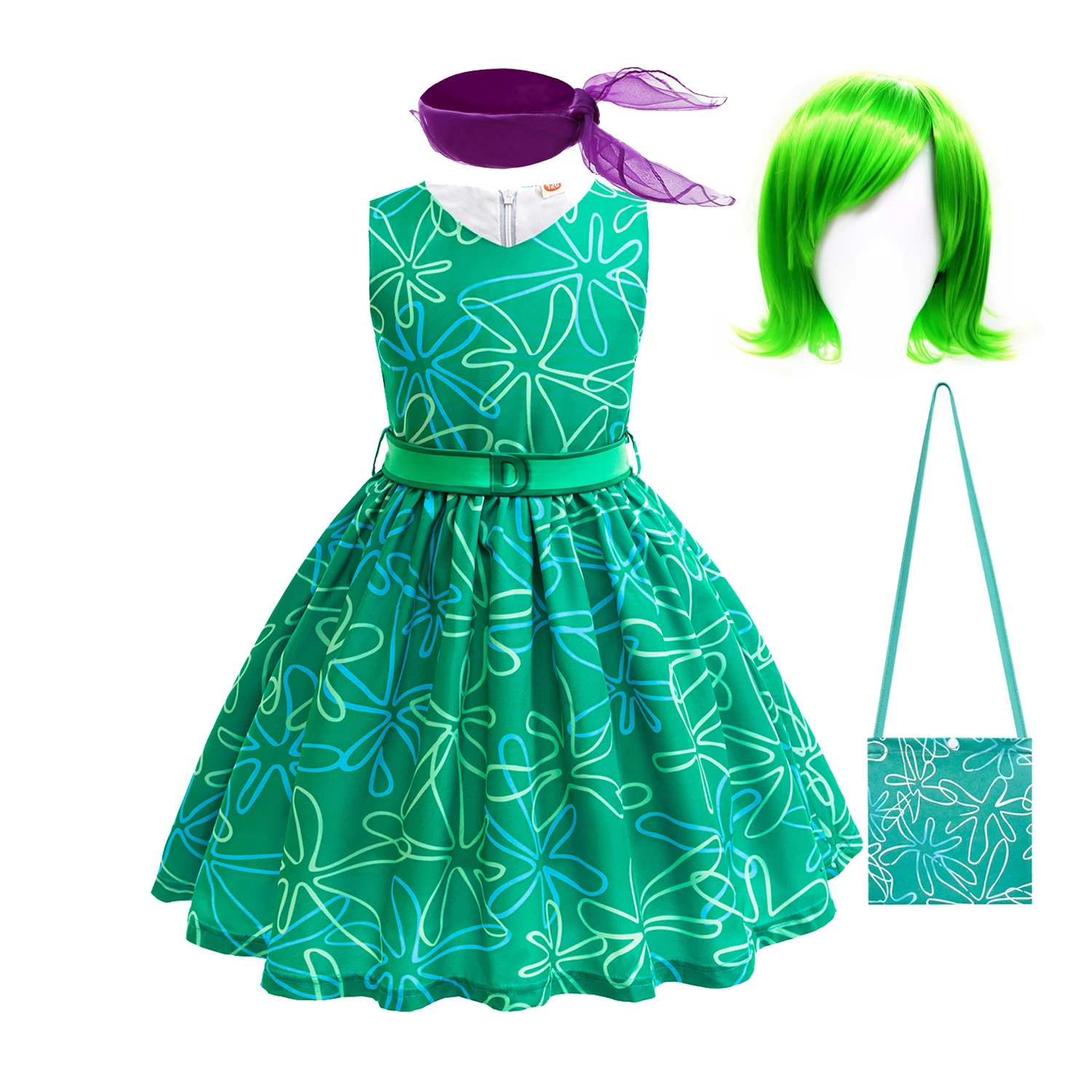 Girls Inside Out Disgust Cosplay Costumes Birthday Party Dress Up ...
