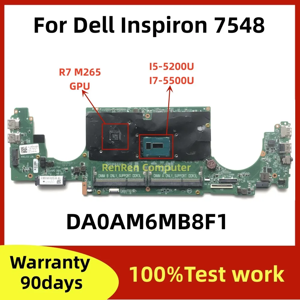 DA0AM6MB8F1 For Dell Inspiron 7548 Laptop Motherboard CN-0N9YM9 0N9YM9 ...