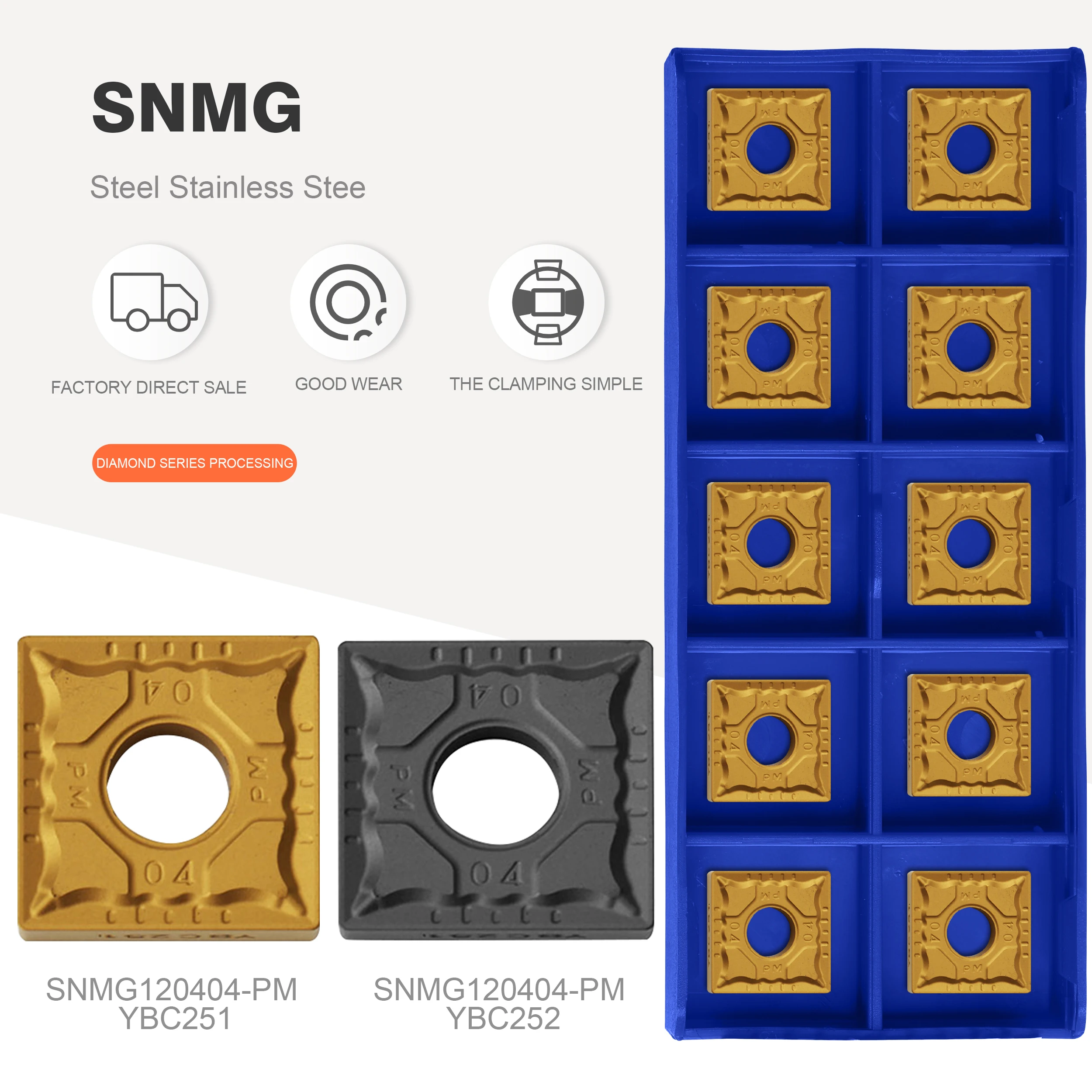 Herramientas de torno de Metal CNC, inserto de torneado, SNMG120404 PM ...