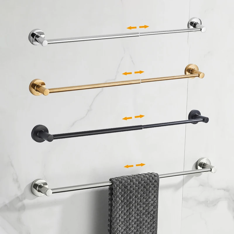Bathroom Retractable Towel Single Bar Black, Chrome Single Towel Rack ...