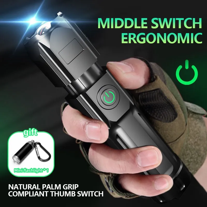 Telescopic-Zoom-Strong-Light-Flashlight-USB-Charging-Small-Portable ...
