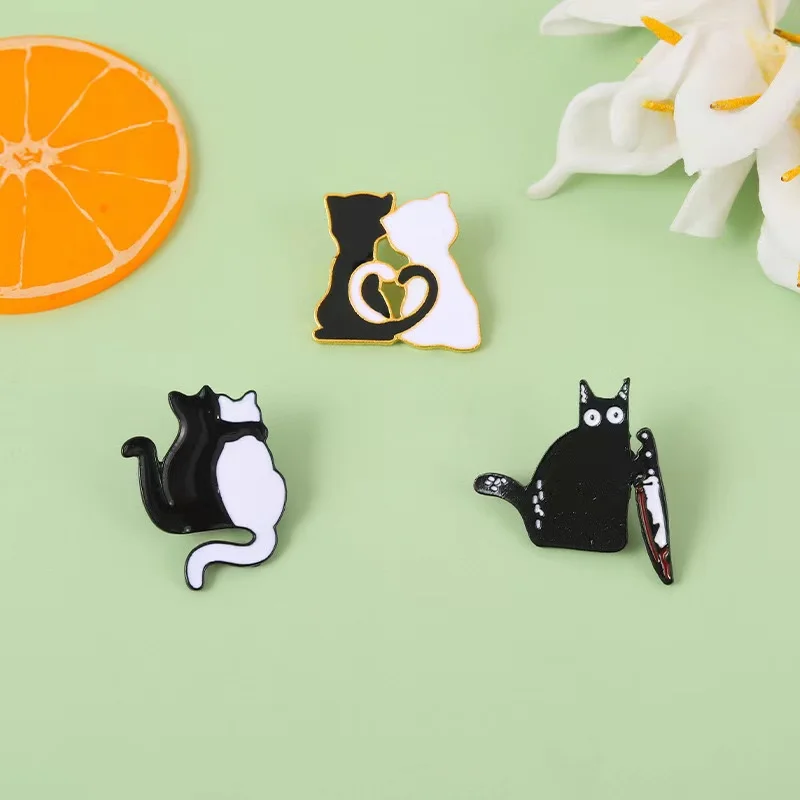 Broches-en-mail-personnalis-es-pour-Couple-de-chatons-couteau-c-liner ...