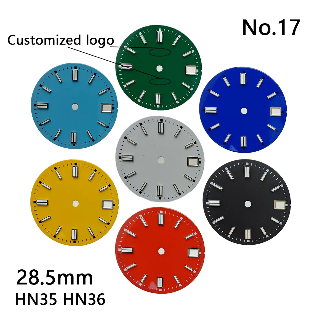 28-5mm-Dial-NH35-Dial-Enamel-Dial-Custom-Logo-Diamond-Dial-Green-Glow ...