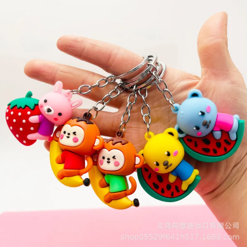 Cute-Fruit-Animal-Keychains-Watermelon-Bear-Banana-Monkey-for-Women-s ...