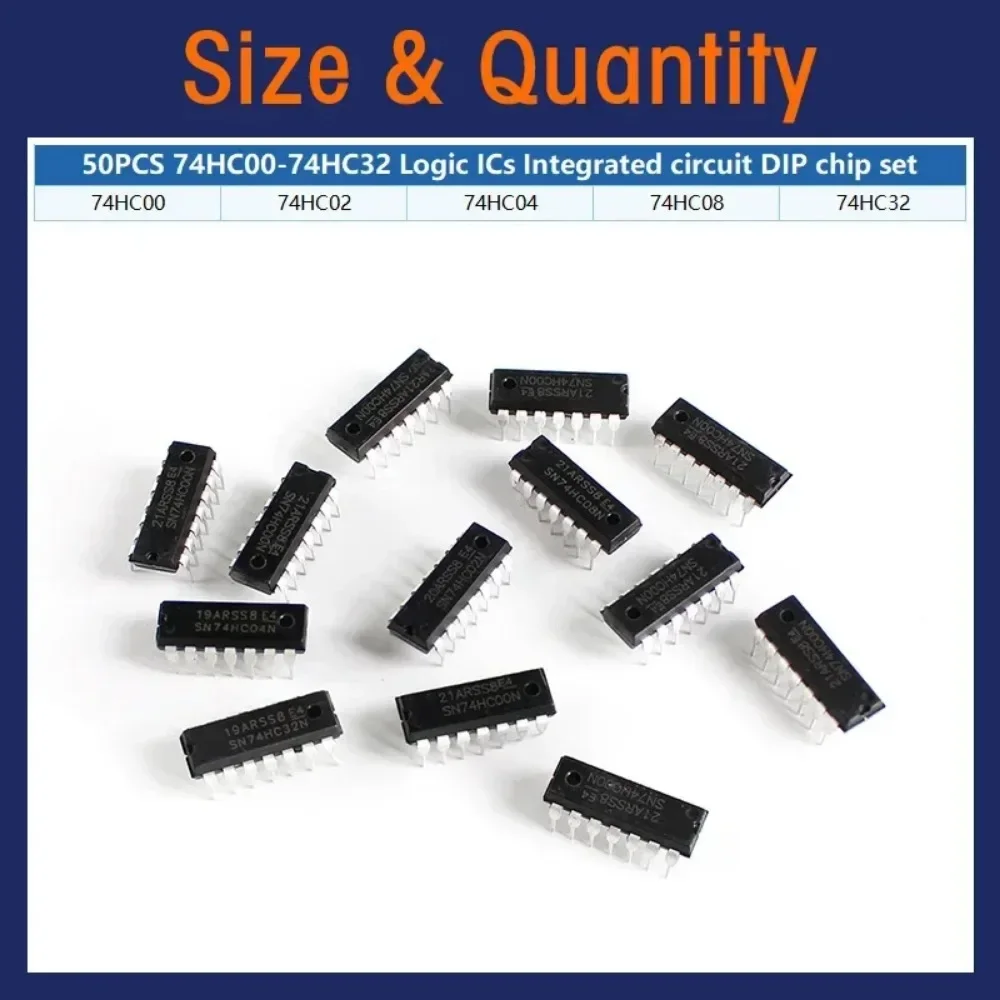 50PCS-74HC-Integrated-Circuit-Logic-IC-DIP-14-74HC00-74HC02-74HC04 ...