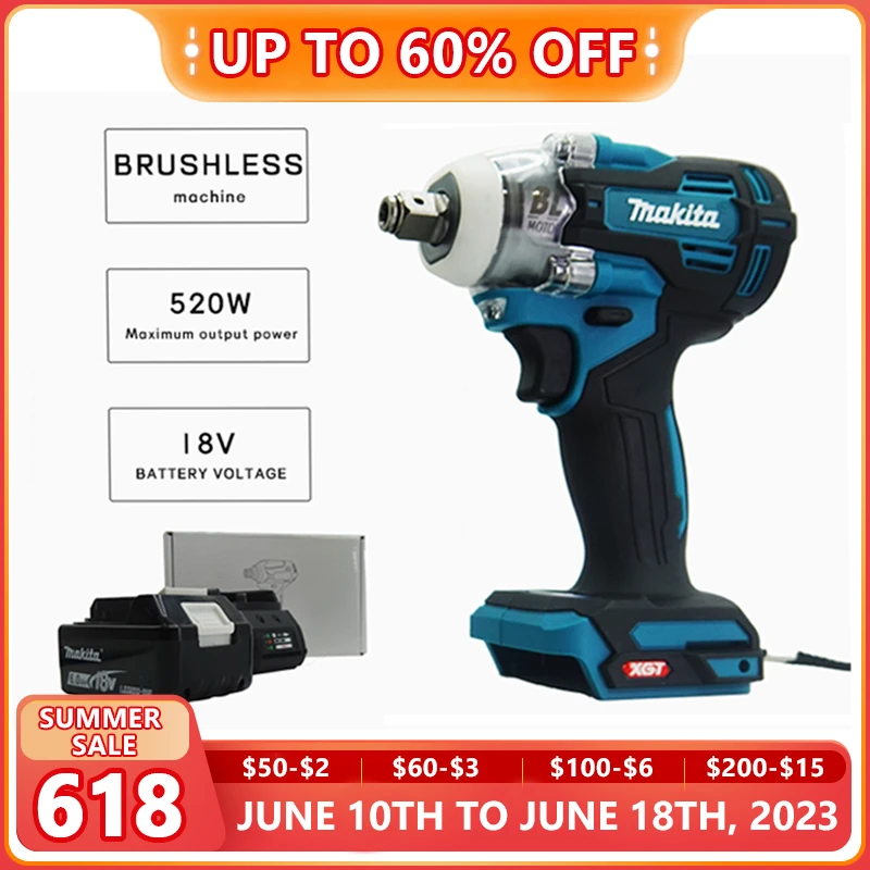 Makita TW004G 브러시리스 전기 스크루 드라이버 기계, 충전식 드릴 드라이버, 마끼다 18V 배터리 및 충전기 포함 ...