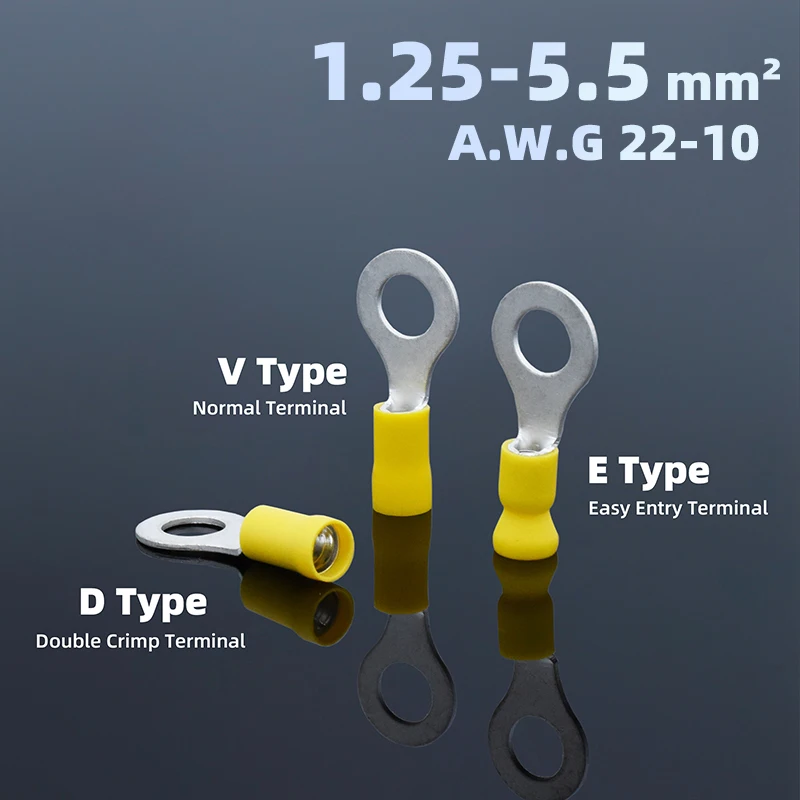 Insulated-Ring-Terminal-Use-For-Bolt-Hole-Pure-Copper-Cable-Cold-Press ...