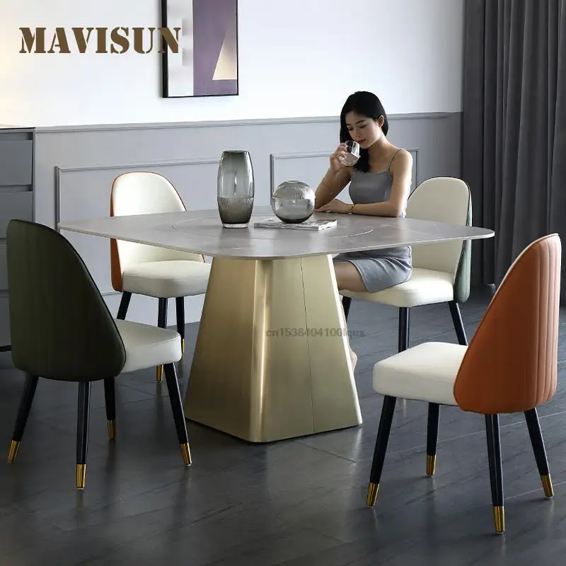 Rectangular-Steel-Table-Simple-Small-Apartment-Household-Square-Turntable-Grey-Marble-Top-Golden ...