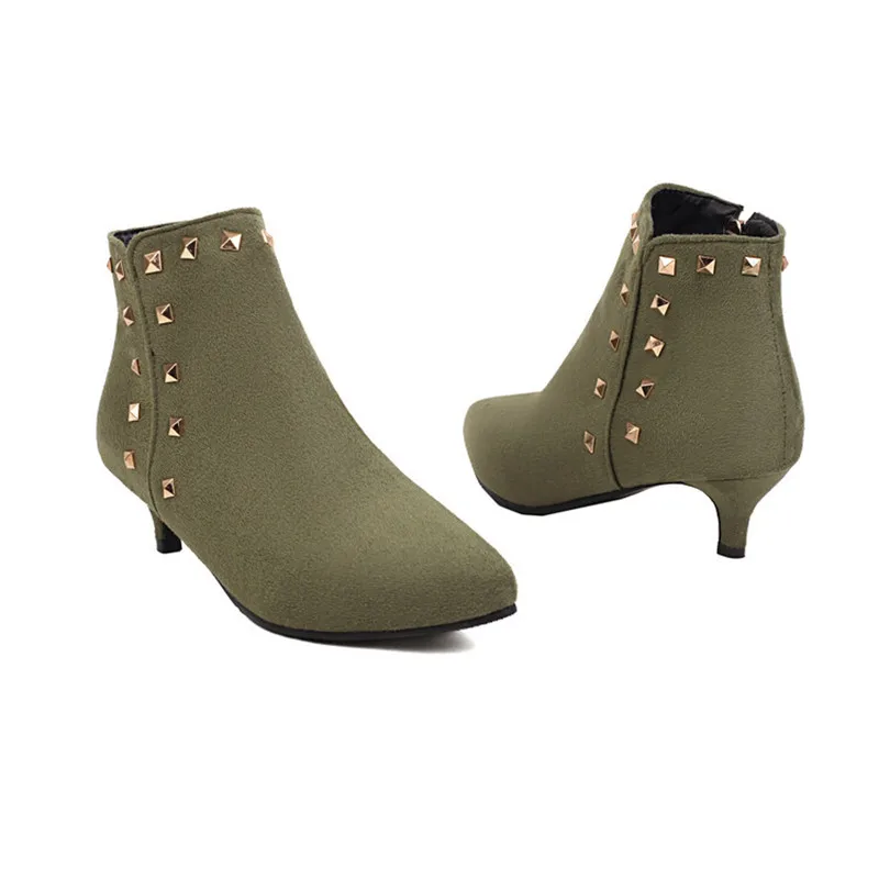 Women-Flock-Ankle-Botas-Lock-Studed-Slide-Fastener-Zipper-Winter-Warm ...