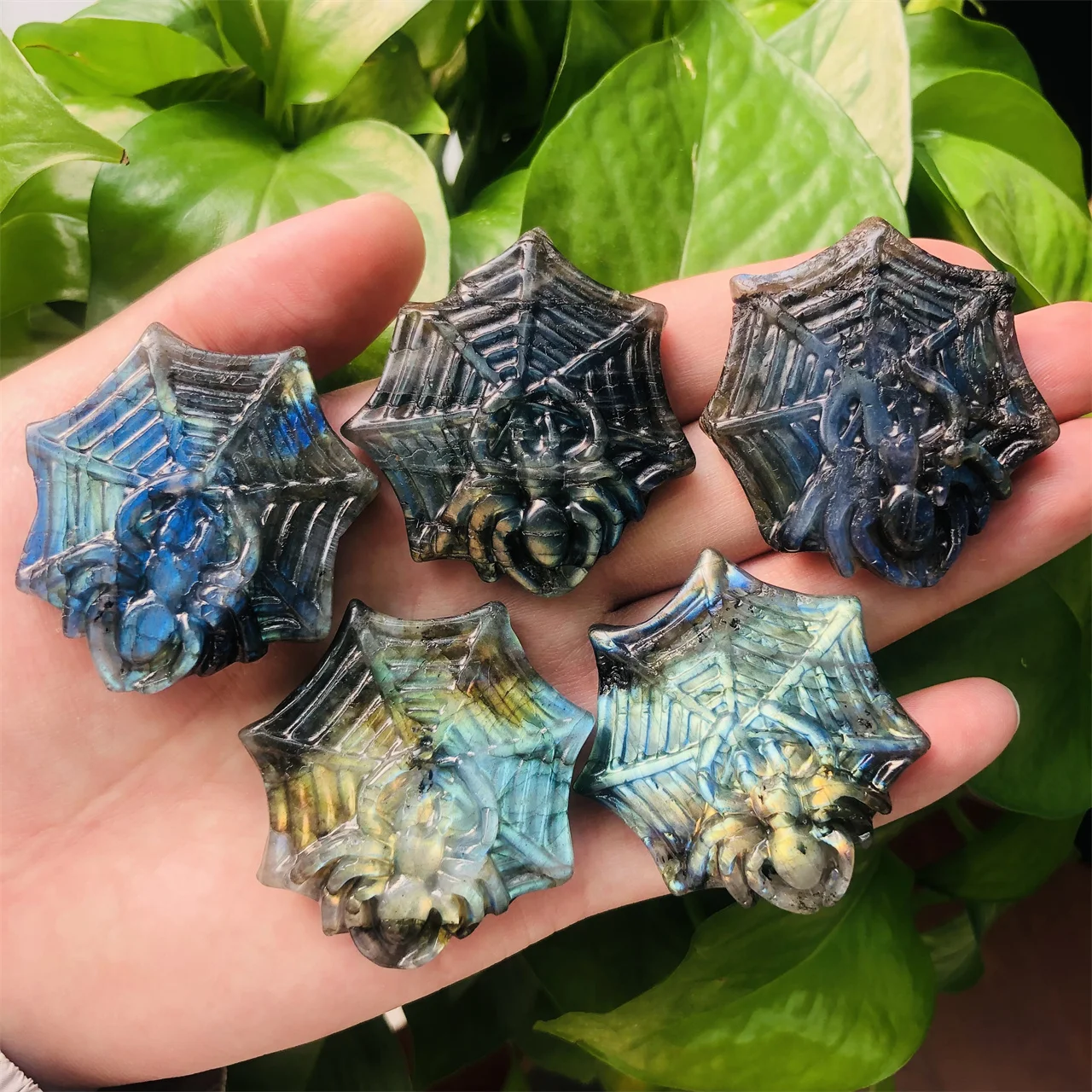 High Quality Labradorite Quartz Crystal Spider Hand Carved Labradorite ...