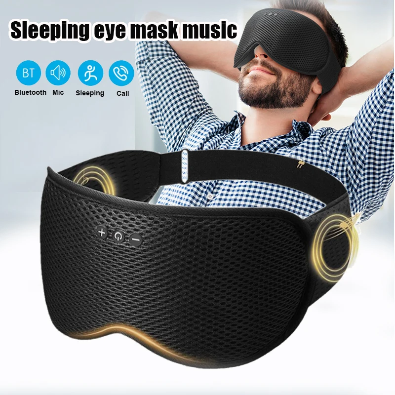 Bluetooth Wireless Sleeping Headphones 3D Blindfold Soft Washable Music ...