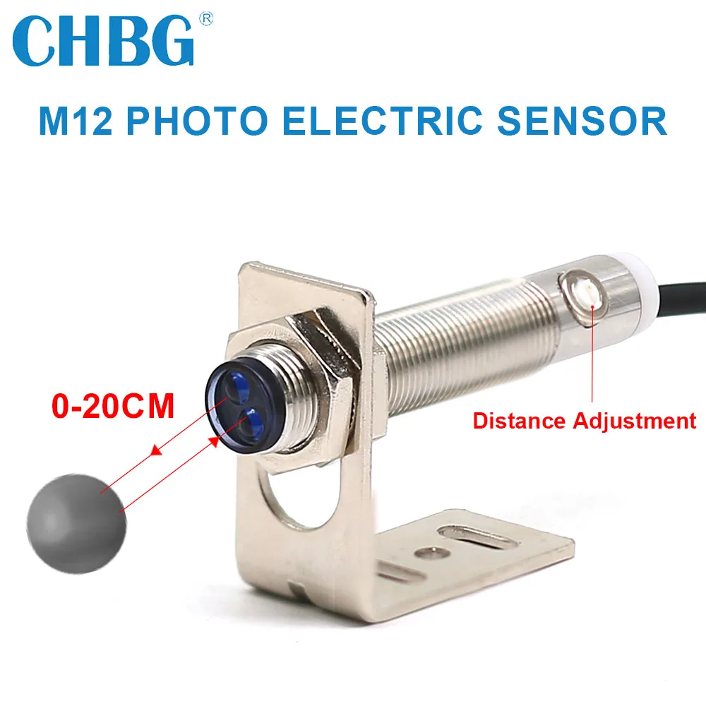 CHBG-M12-Diffused-Photo-Electric-Sensor-IP65-20cm-Long-Distance-24v-NPN ...