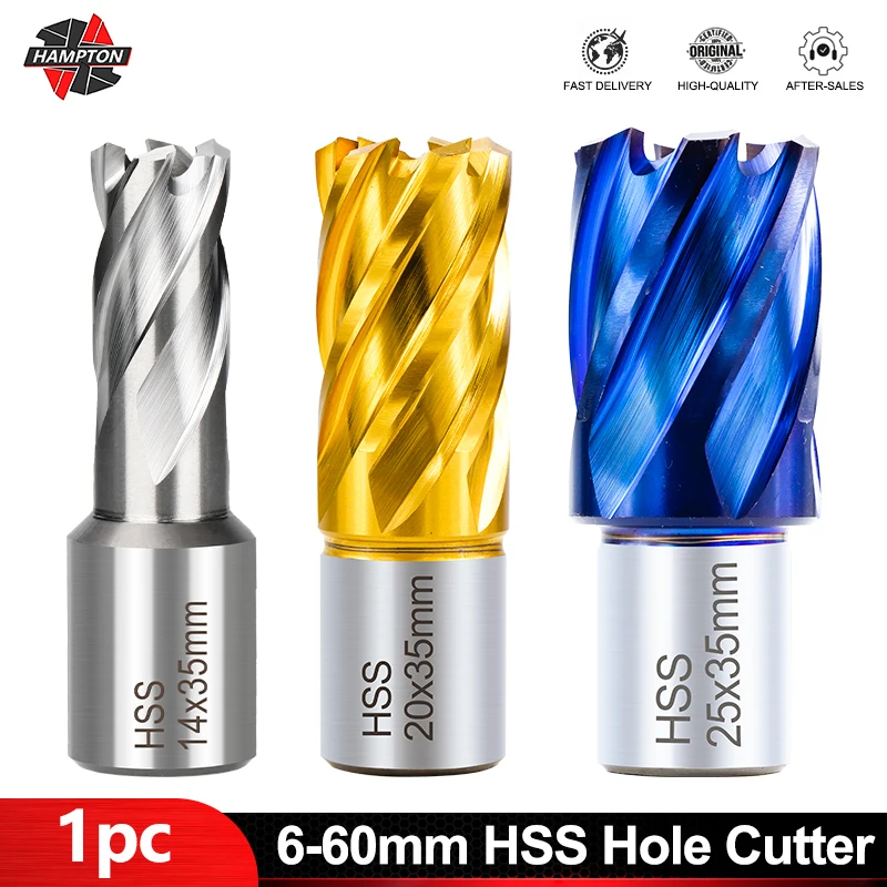 1pc HSS Hole Cutter 6-60mm Weldon Shank Hole Saw Hollow Drill Bit TIN ...
