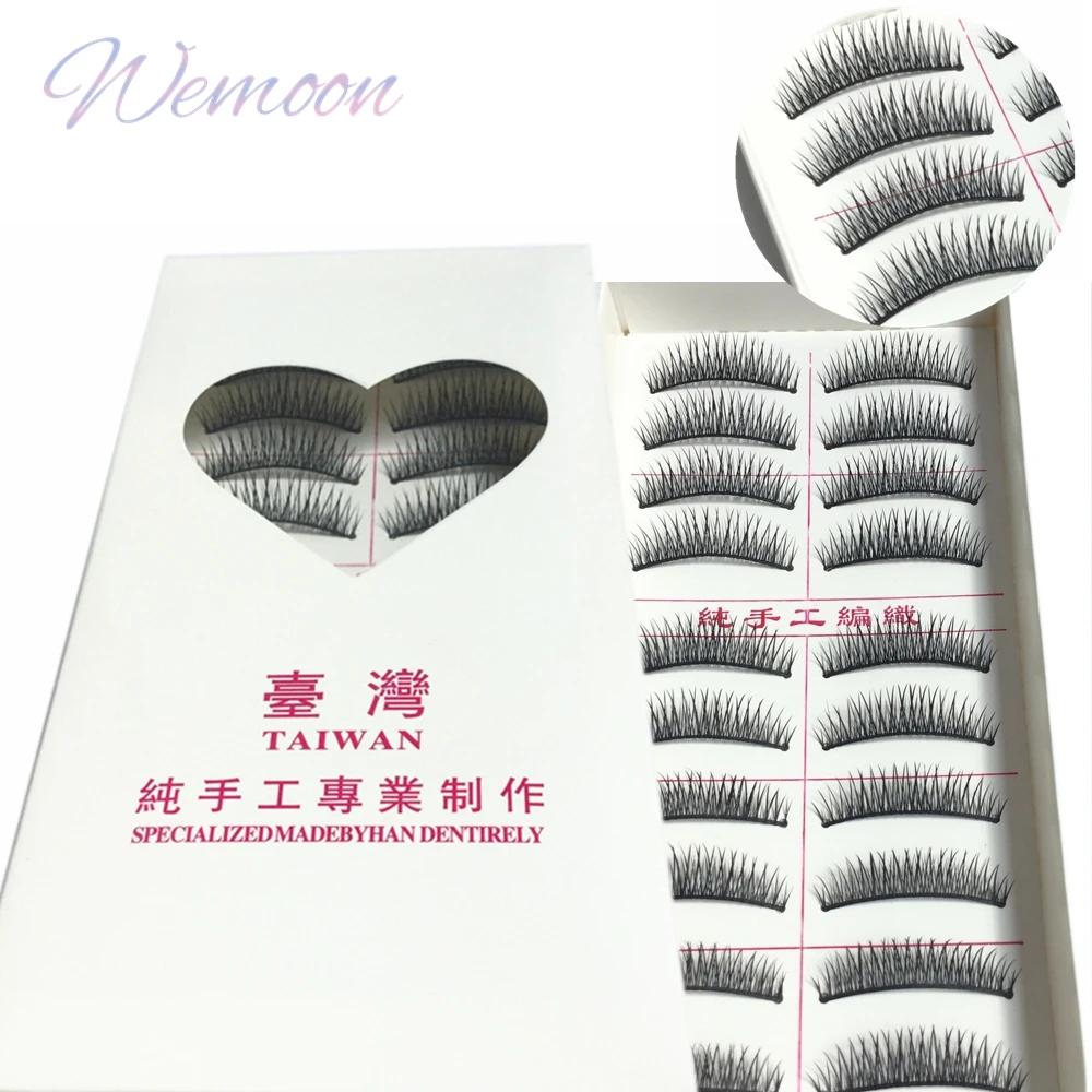 Taiwan 10 Pairs Natural Eyelashes Short Fake Lash Thick Cross Nude ...