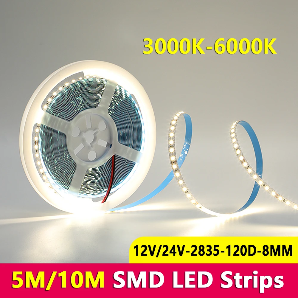 SMD LED Strip Light 5M 10M DC 12V 24V Flexible 2835 LED Strip 120leds ...