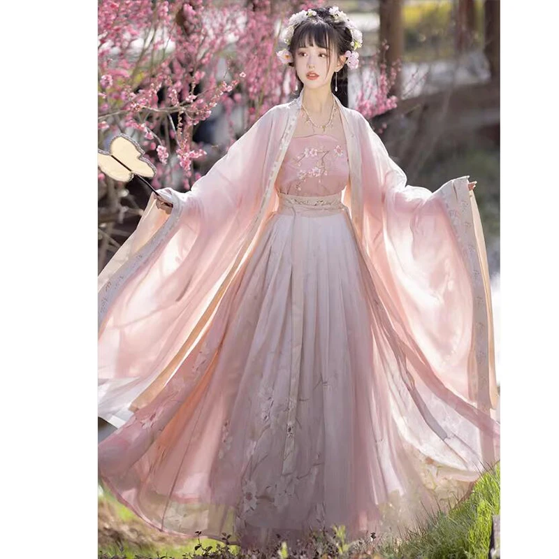Hanfu Flower Embroidery Song Dynasty Women Han Tang Clothes Folk Dance ...