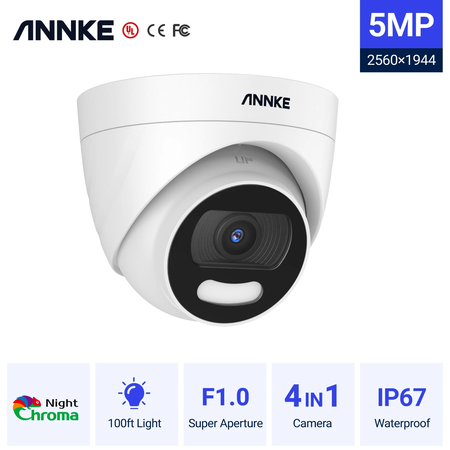 ANNKE-5MP-Super-HD-Color-Night-Vision-Turret-Security-Camera-IP67 ...