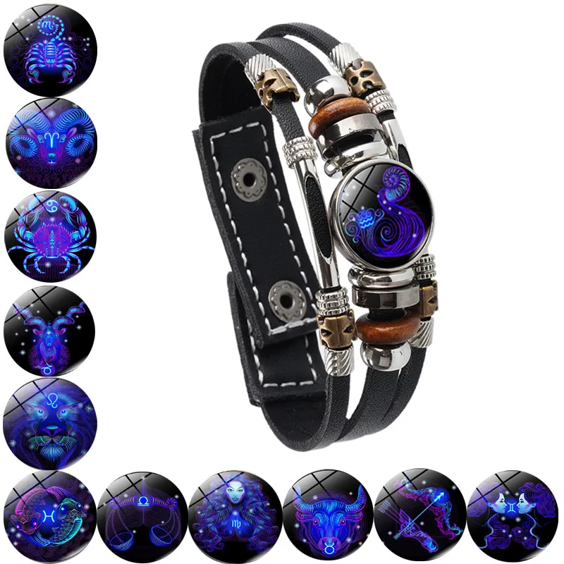Constellation Bracelet Zodiac Signs Jewelry Aries Gemini Virgo Button ...