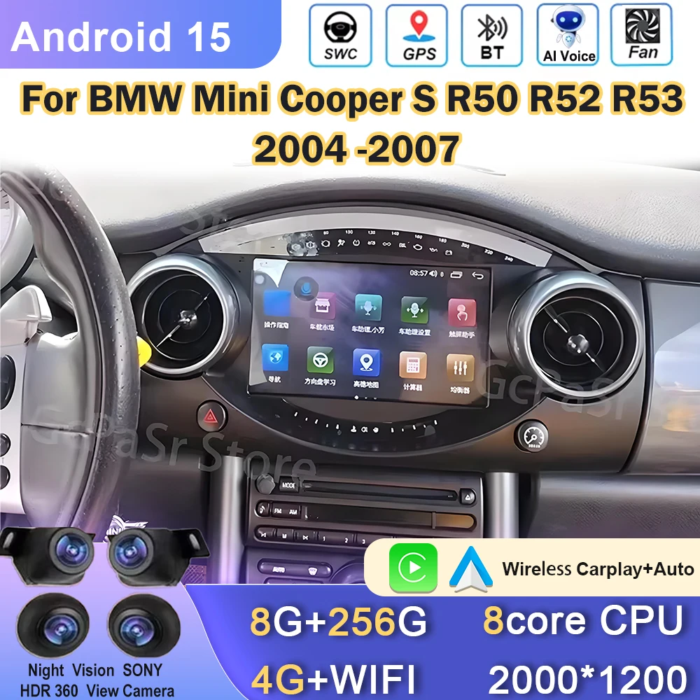 Car Radio For BMW Mini Cooper S R50 R52 R53 2004 -2007 Android Auto ...