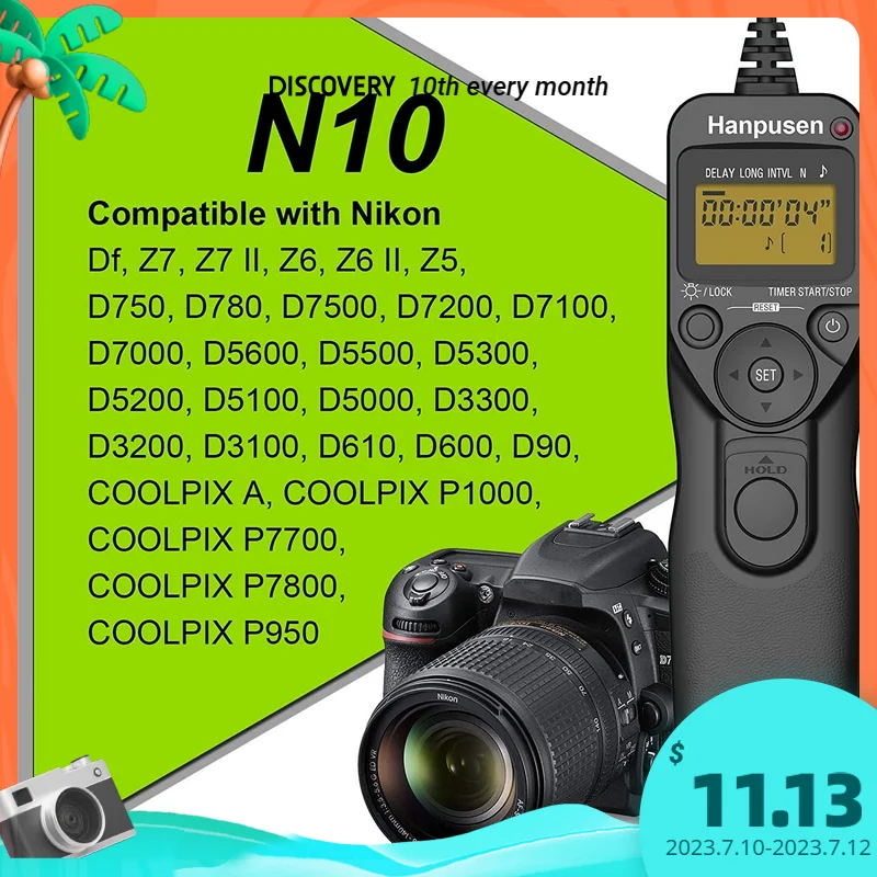 Timer Remote Switch Multi-Function Remote Cord for Nikon with DC2 ...
