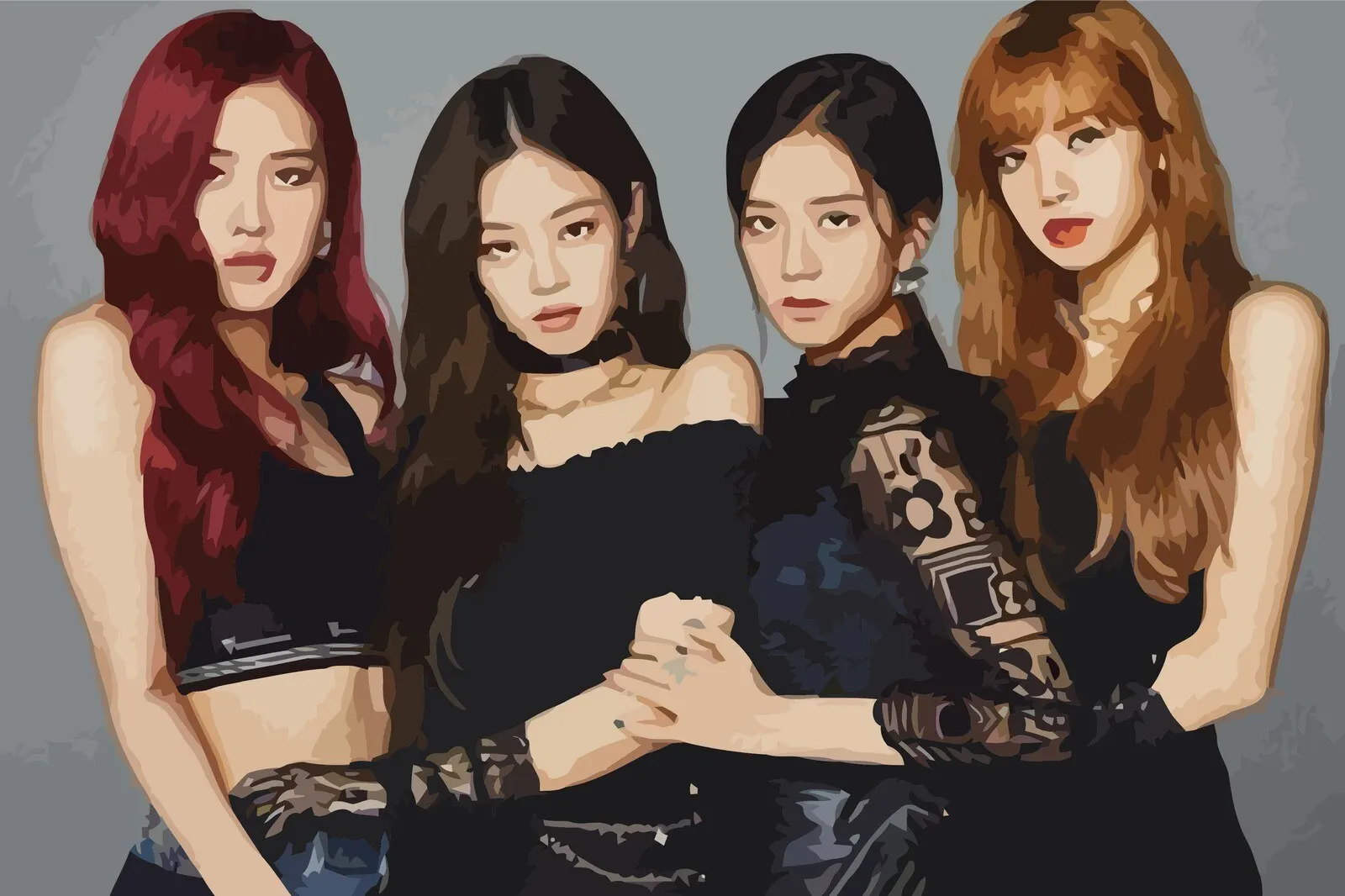 Boyama tuval üzerine sayılar boyama seti BLACKPINK Kpop 921 60x40 resim ...