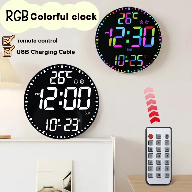 LED-Digital-Wall-Clock-Multifunctional-Temperature-Display-Household ...