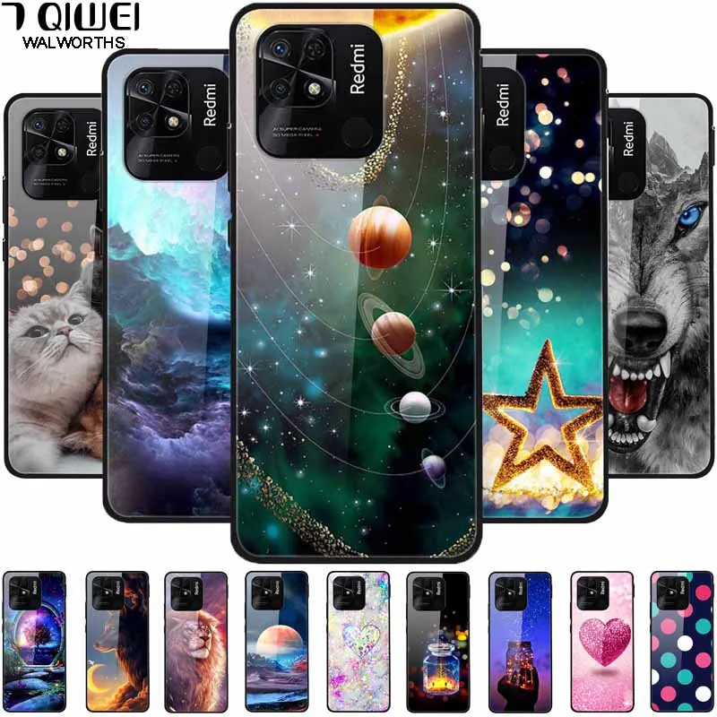 For-Xiaomi-Redmi-10C-Case-Tempered-Glass-Space-Tiger-Back-Cover-for ...