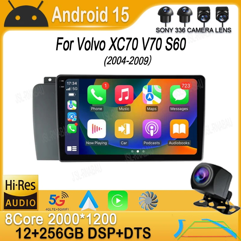 Android 15 Carplay Car Radio For Volvo XC70 V70 S60 2004 2005 2006 2007 ...