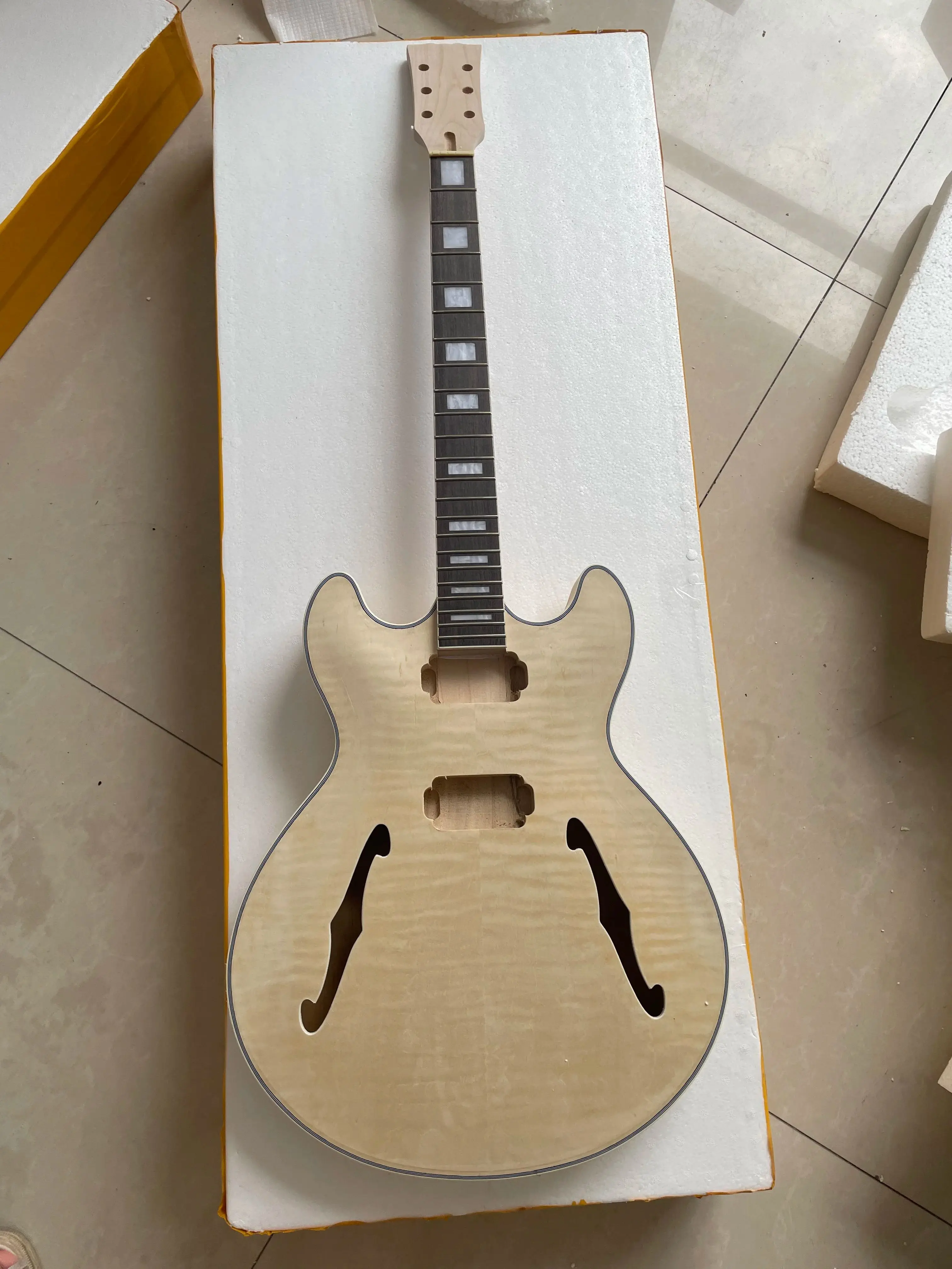 Unfinished-Semi-Hollow-Body-Electric-Guitar-Kit-Neck-and-Body-in-Stock ...