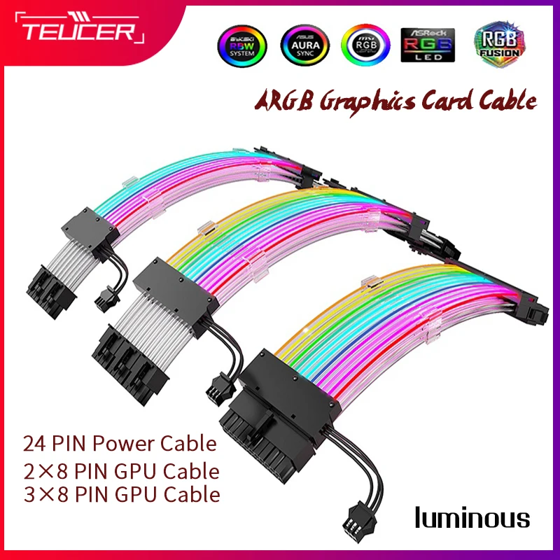 TEUCER-TC-45-24PIN-GPU-Extensions-Cable-Motheboard-Extension-Cord-Wire ...