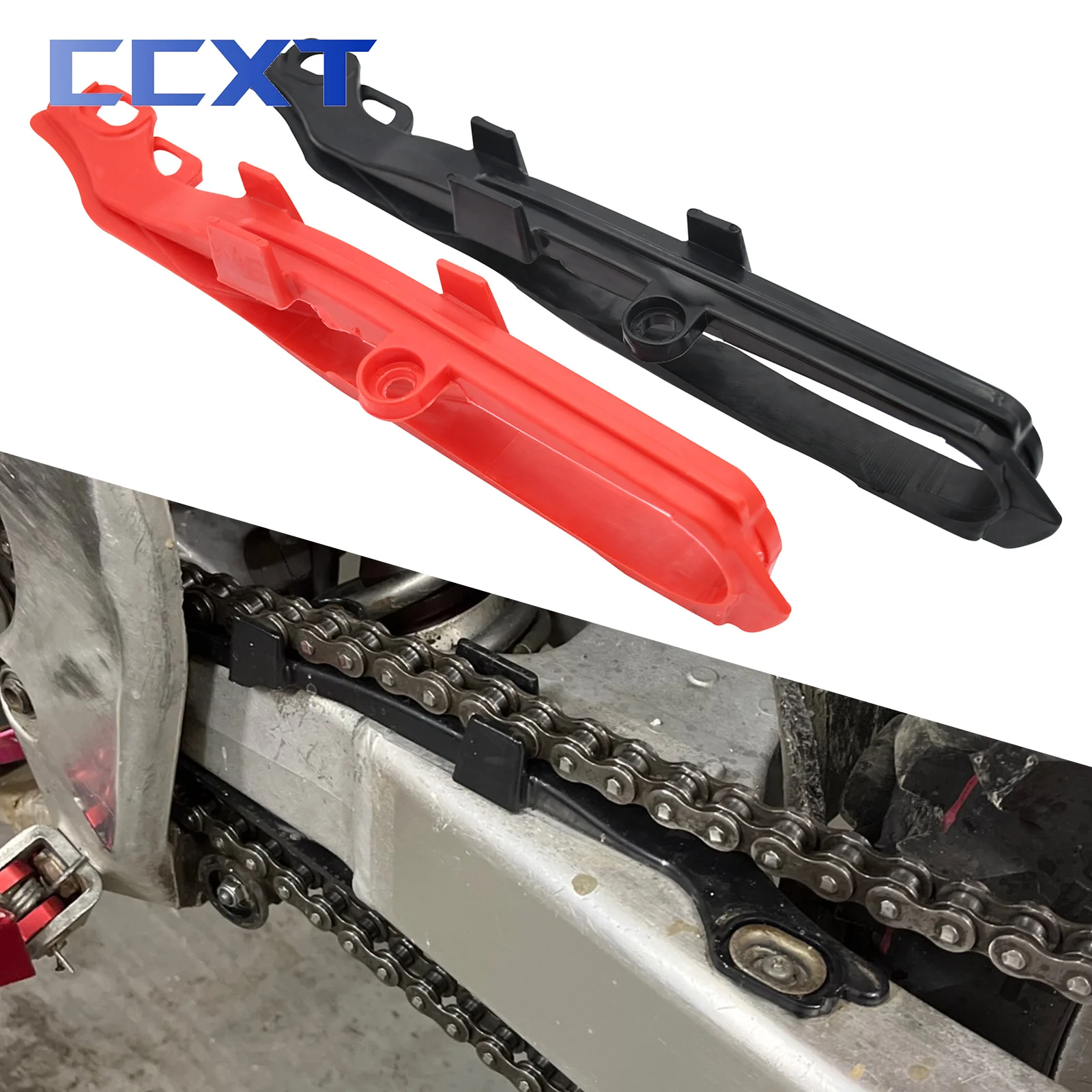 Motorcycle-Red-and-Black-Rubber-Swingarm-Chain-Slider-Guide-Guard-For ...