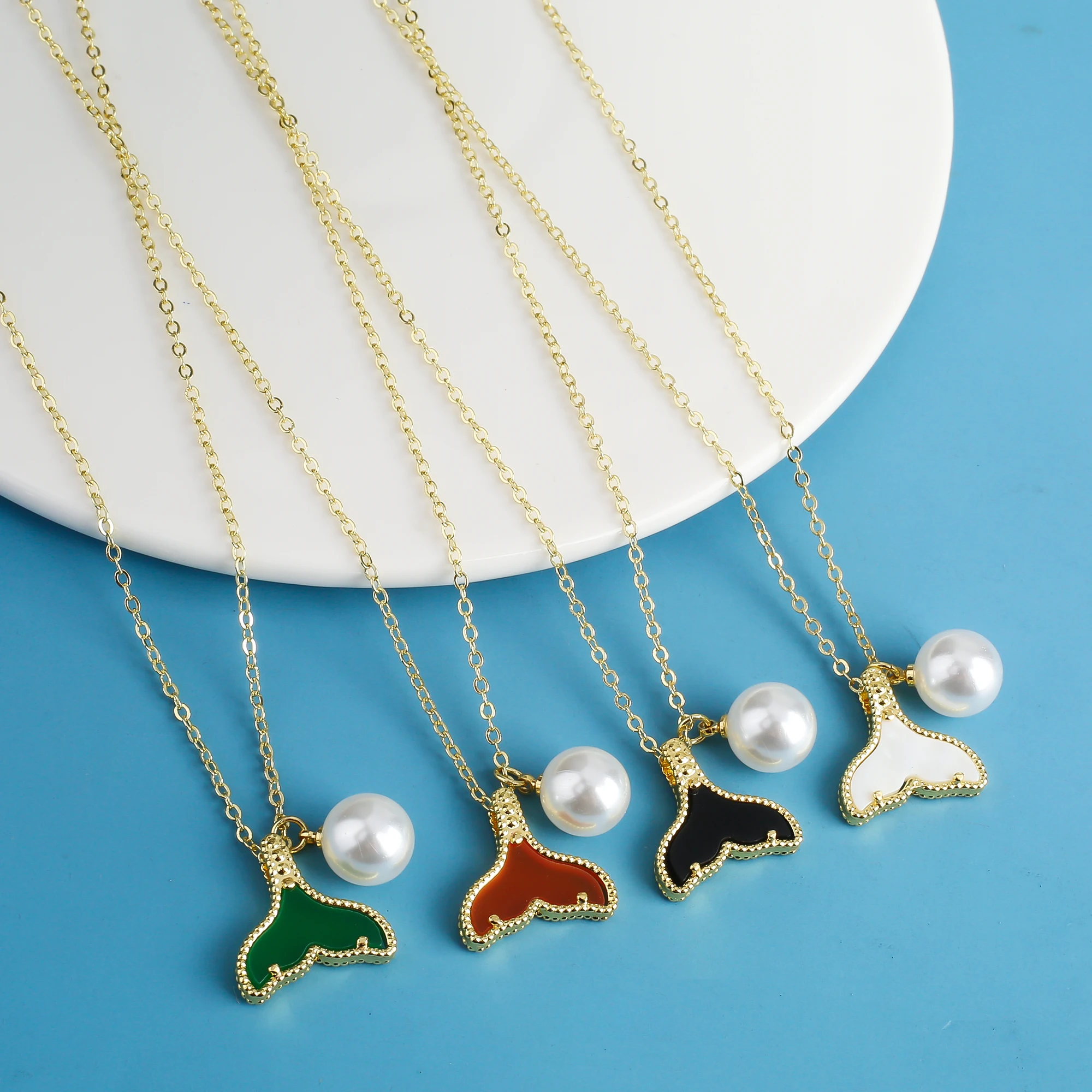 New-Creative-Gold-Plated-Geometric-Fishtail-Pendant-Necklace-Fashion-For-Woman-Girl-Luxury-Daily ...