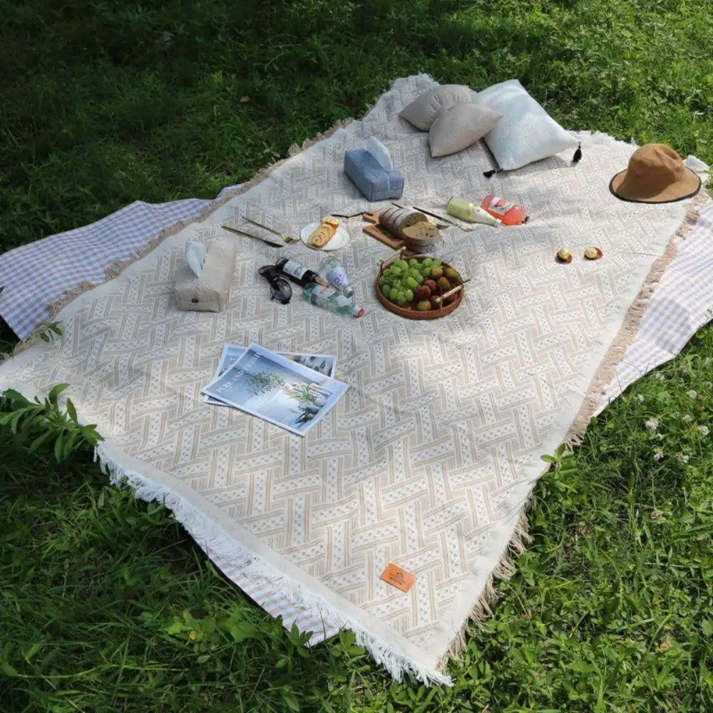 Apricot-INS-for-Park-Beach-Picnic-Blanket-Travel-Cotton-with-Tassels ...