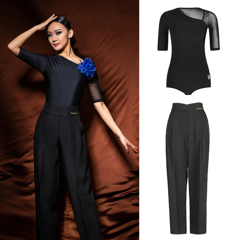 Women-S-Modern-Dancing-Clothes-Latin-Top-High-Waist-Pants-National ...