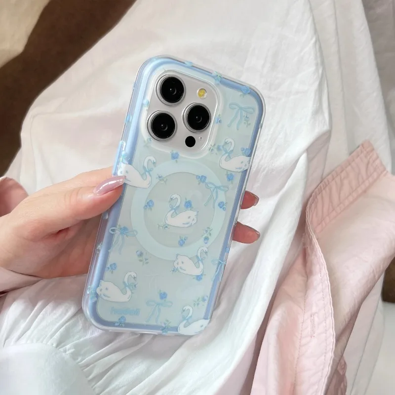 Original-Cute-Bow-Swan-Phone-Case-For-iPhone-13-14-15-Pro-Max-Soft-TPU ...