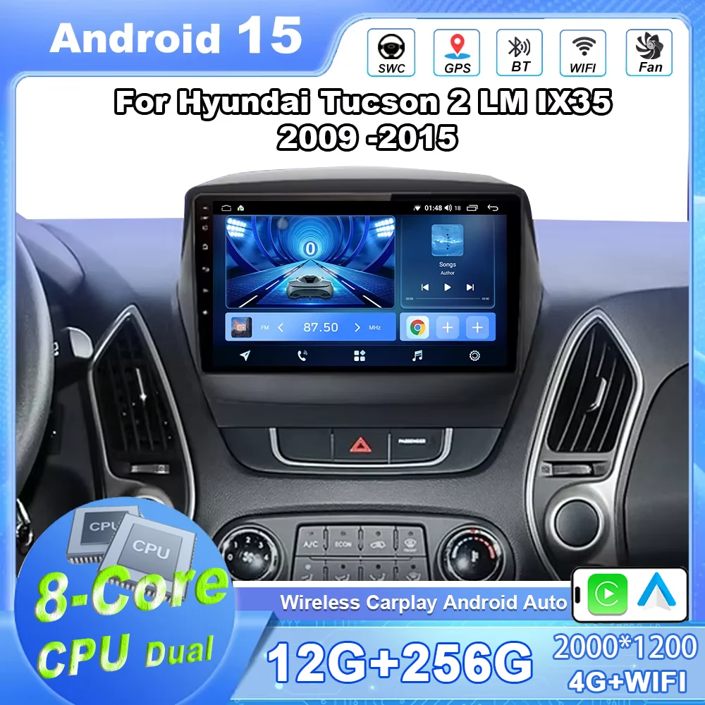 Android 15 Radio Stereo For Hyundai Tucson 2 LM IX35 2009 -2015 Car ...