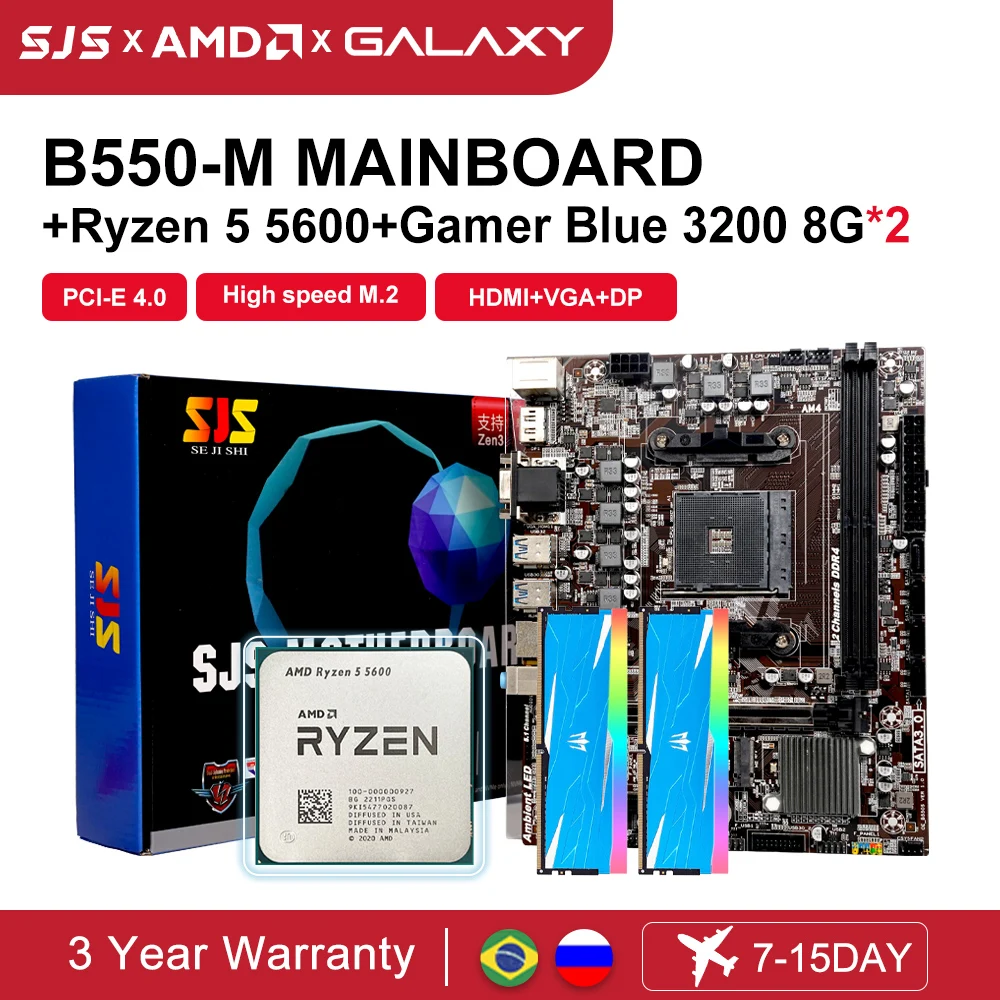 Placas base SJS B550-MH + kit Ryzen 5 5600, procesador AMD micro-atx ...