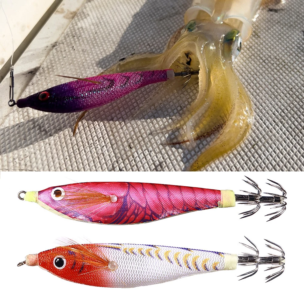 New-Pesca-Squid-Jig-Lure-10cm-9-6g-Squid-Jigging-Artificial-Wood ...