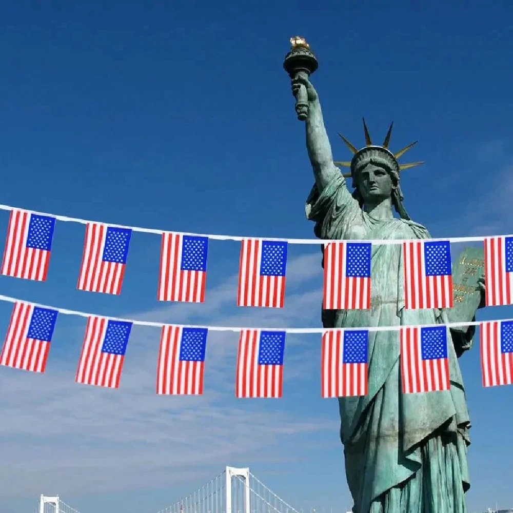24pcs American String Flags US bunting 33Fts 20x30cm Pennant Banner ...