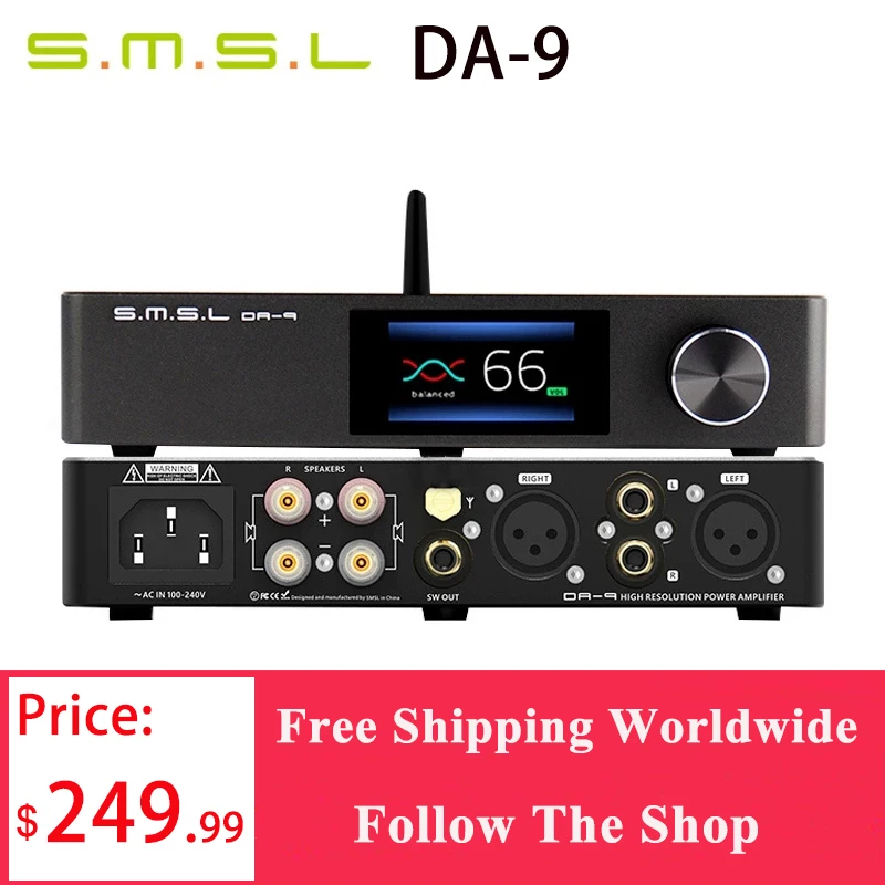 SMSL DA-9 High Quality Power Amplifier Bluetooth 5.0 Amp APT- X Support ...