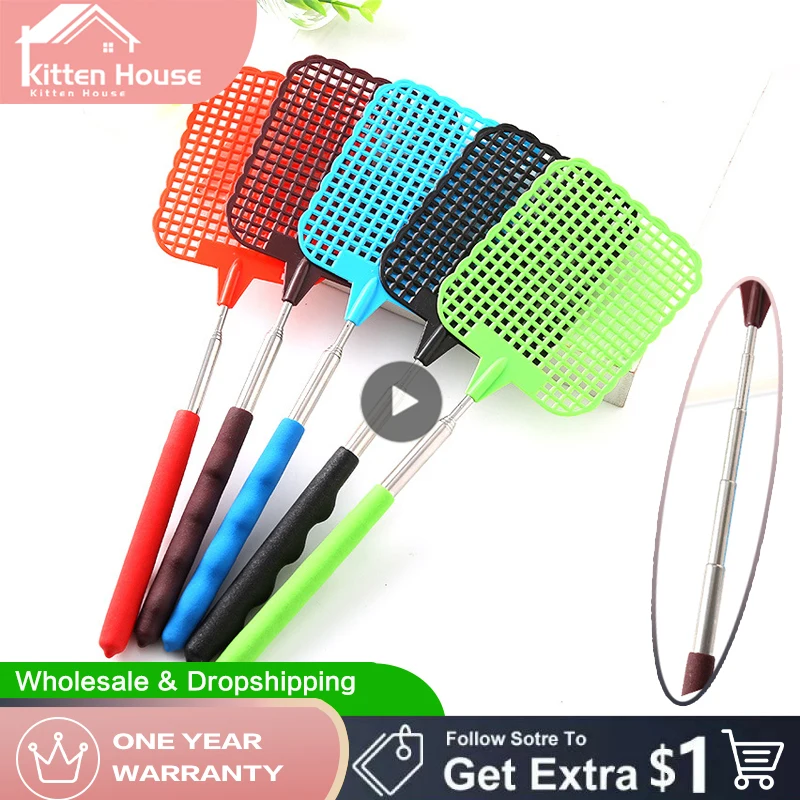 Adjustable-Fly-Swatters-Telescopic-Home-Long-Handle-Flyswatter ...