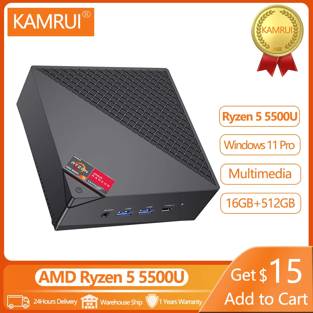 KAMRUI-AM06 Pro AMD Ryzen 5 5500U Mini PC Windows 11 Pro Gaming ...
