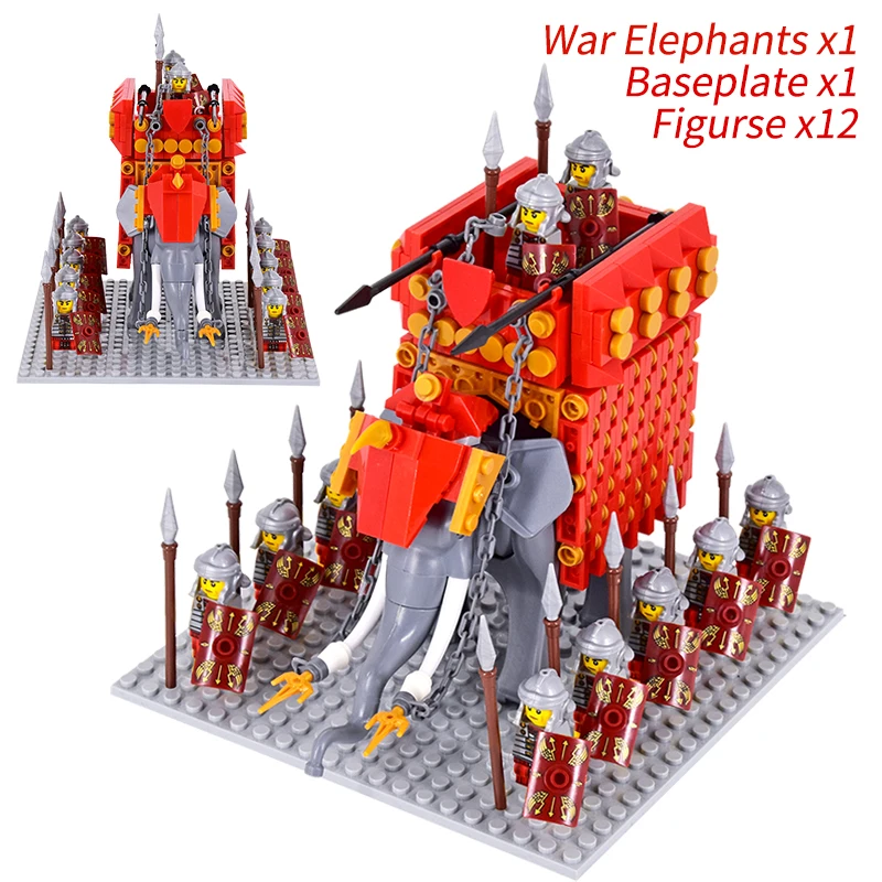 Medieval Military Roman War Elephant Figures Building Blocks Helmets ...