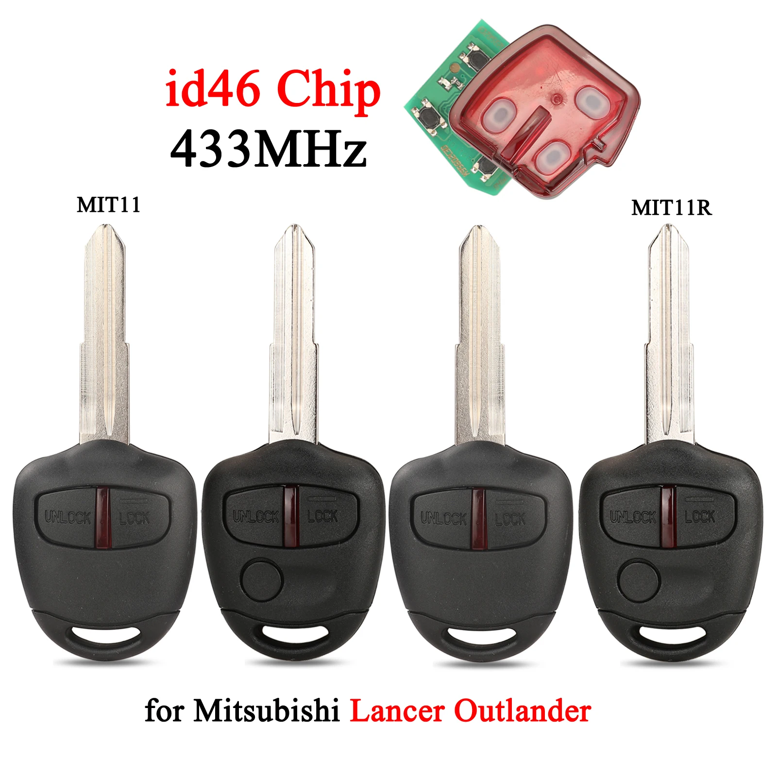 jingyuqin 434MHZ ID46 Chip Remote Control Car Key Fob For Mitsubishi ...