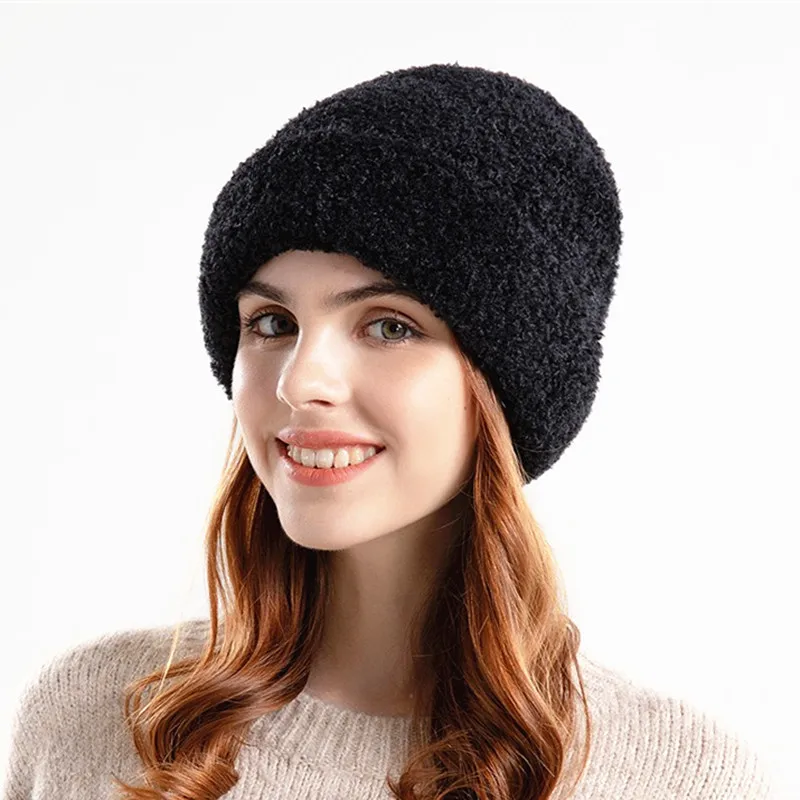 New-Women-Warm-Lamb-Wool-Winter-Cap-Female-Outdoor-Knitted-Lady-Girl ...