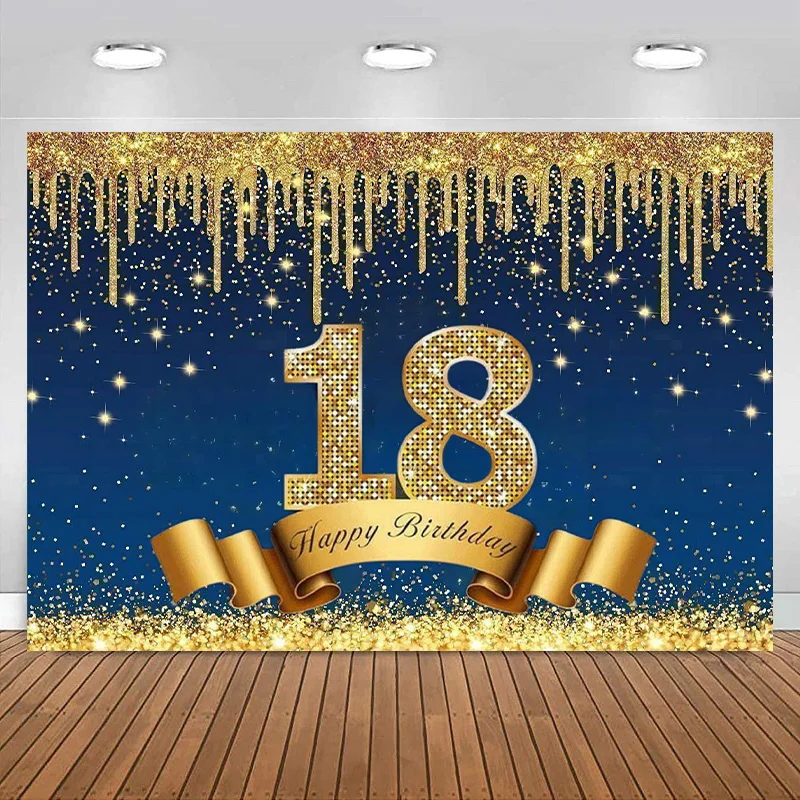 Happy-18-Years-Old-Birthday-Photography-Background-Black-and-Gold-18th ...