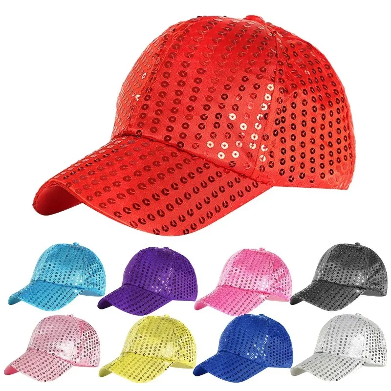 New Women Men Kids Glitter Sequins Baseball Caps Fashion Hip Hop Cap ...