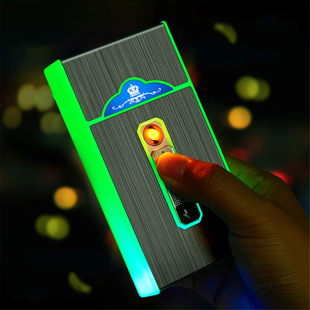 Glowing Long Cigarette Case USB Lighter 5.5mm Cigarettes Whole Pack ...